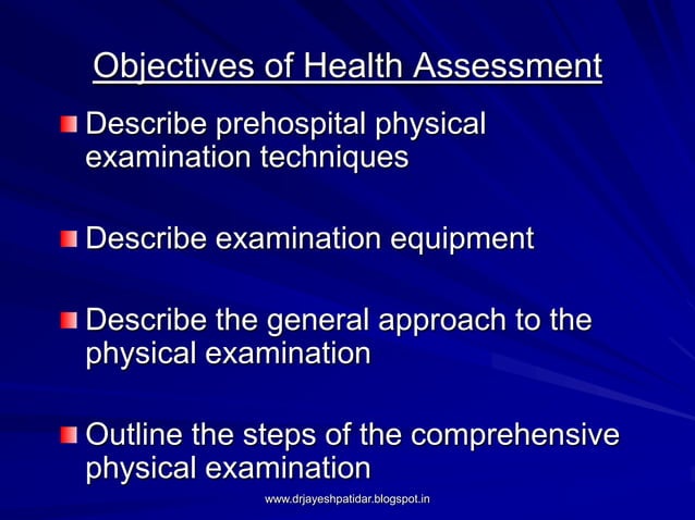 Health Assessment Physical Examination | PPT