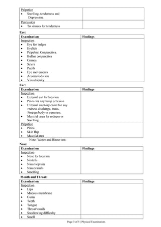 Physical examination | PDF | Ear, Nose and Throat Conditions | Diseases ...