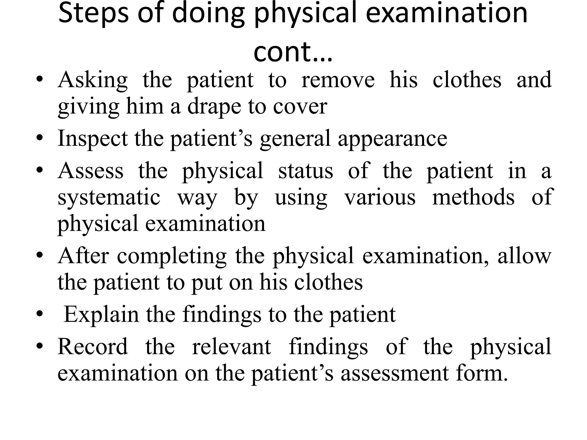 Physical examination, Fundamentals of Nursing | PPTX