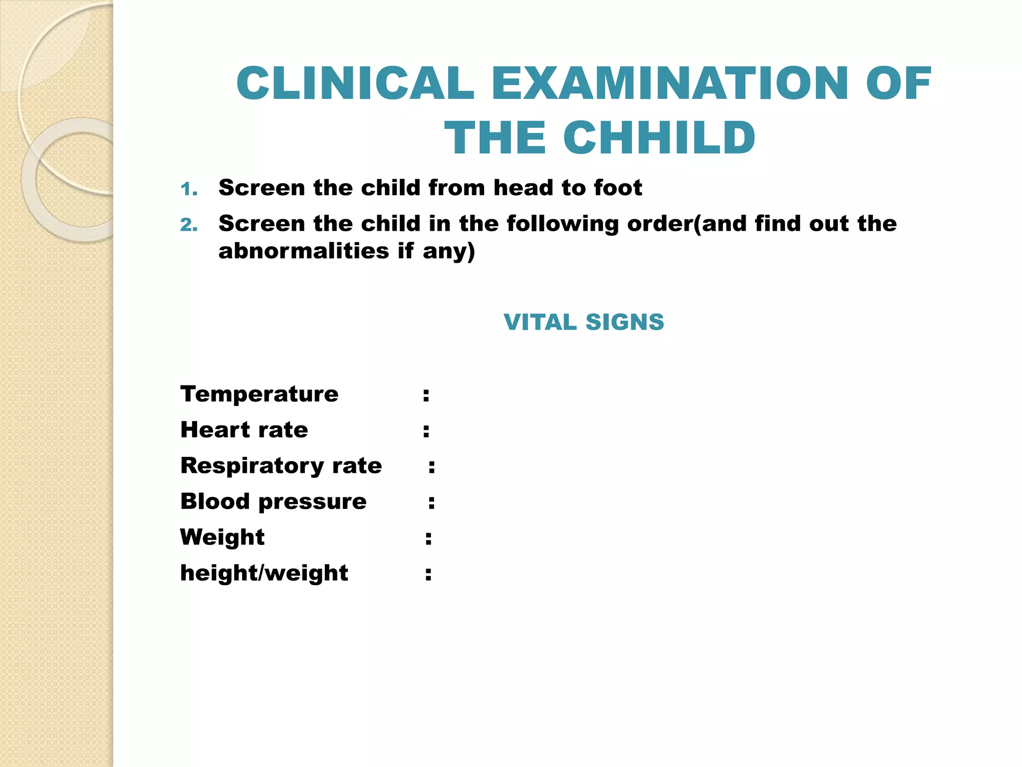 Physical examination of under five childrens | PPTX