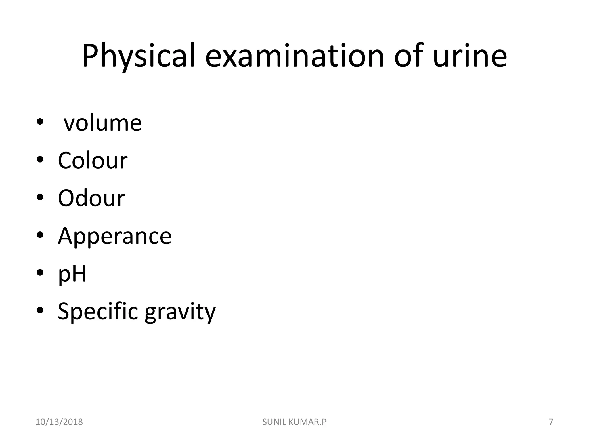 Physical examination of urine | PPTX