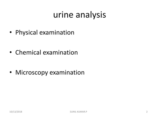 Physical examination of urine | PPTX | Chemistry | Science