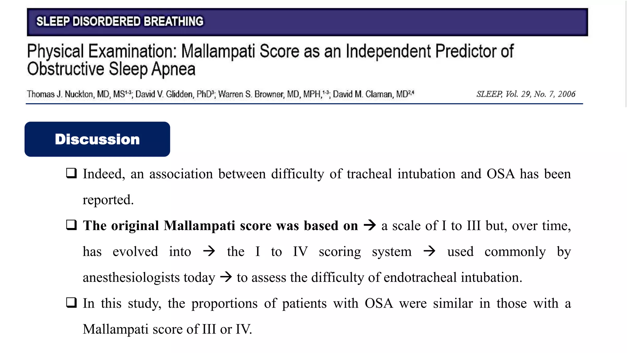 Physical examination : Mallampati score as an independent predictor of ...