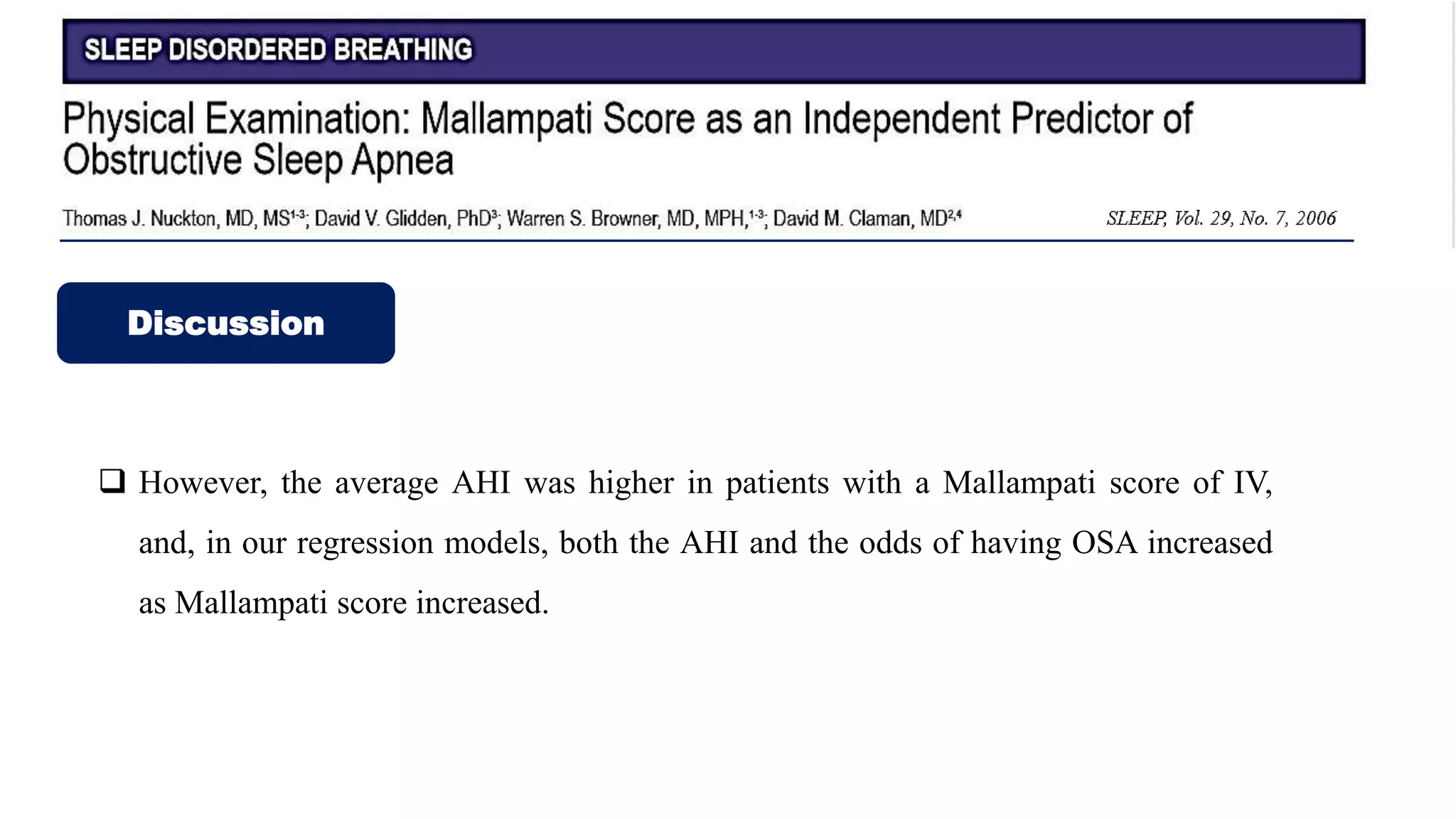 Physical examination : Mallampati score as an independent predictor of ...
