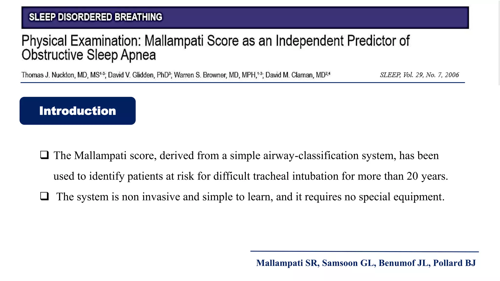 Physical examination : Mallampati score as an independent predictor of ...