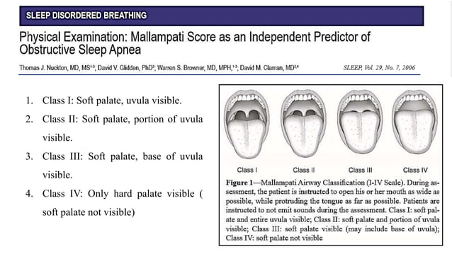 Physical examination : Mallampati score as an independent predictor of ...