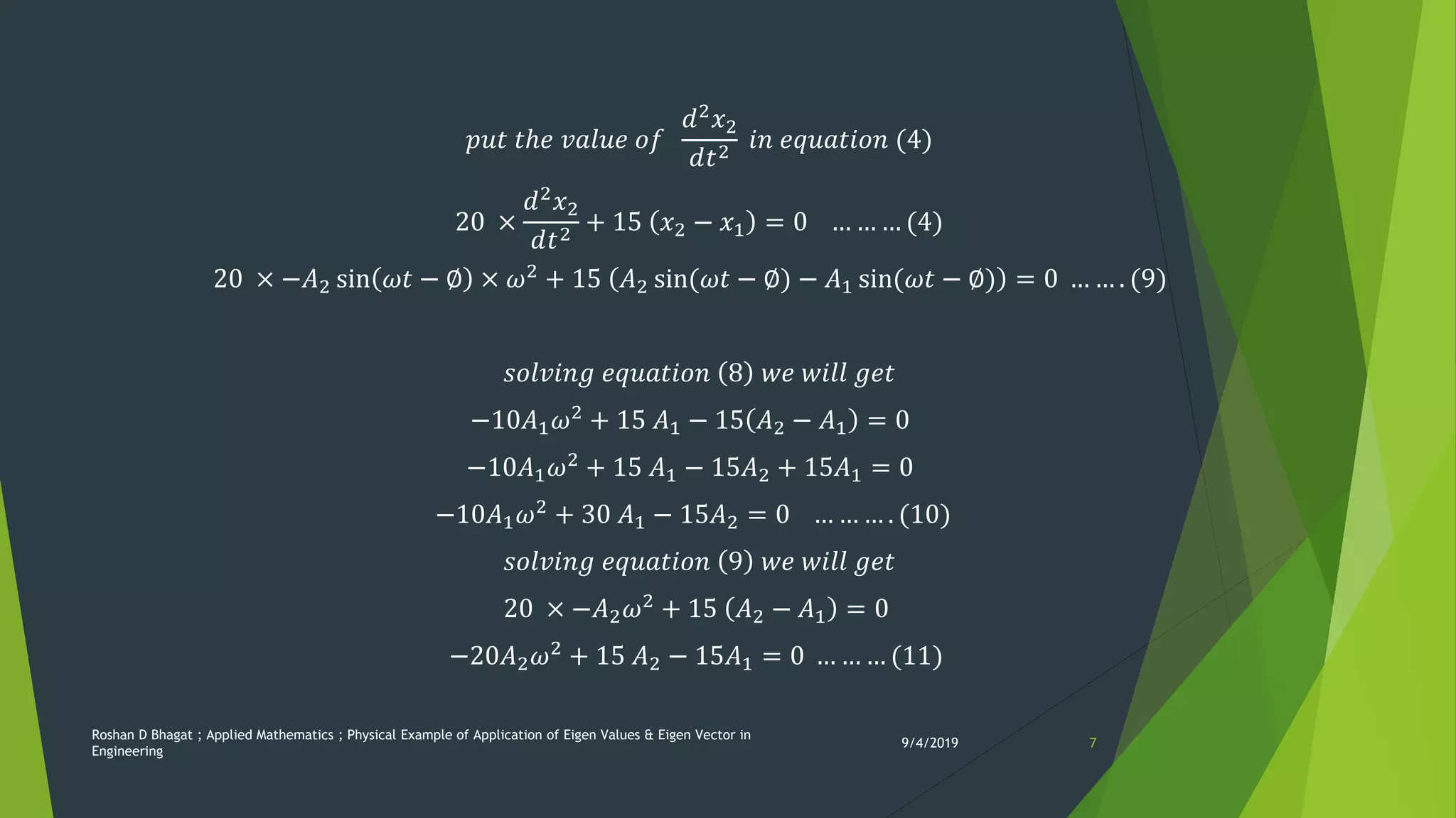 Physical examples of eigen values and eigen vector | PPTX