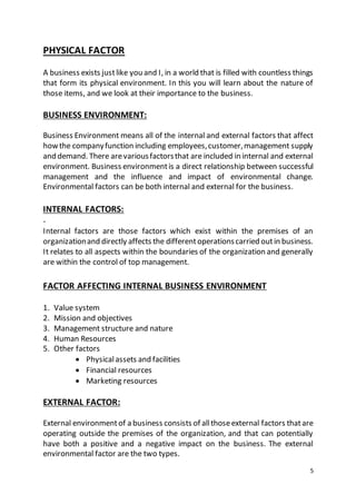 Physical factors of business report | DOCX