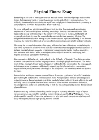 Physical Fitness Essay | PDF