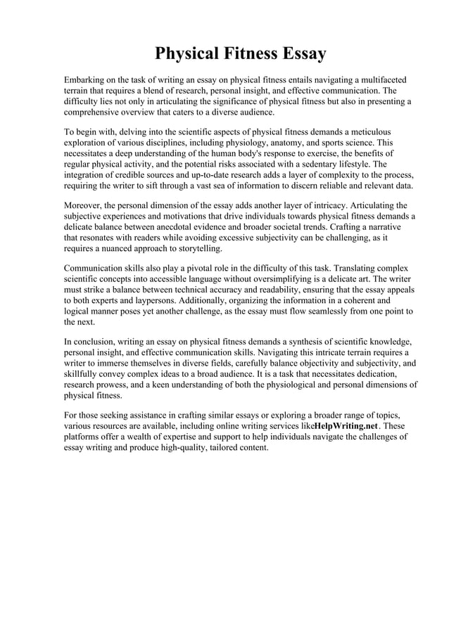 Physical Fitness Essay | PDF