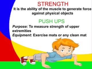 PHYSICAL FITNESS TEST.pptx | Bodybuilding | Sports