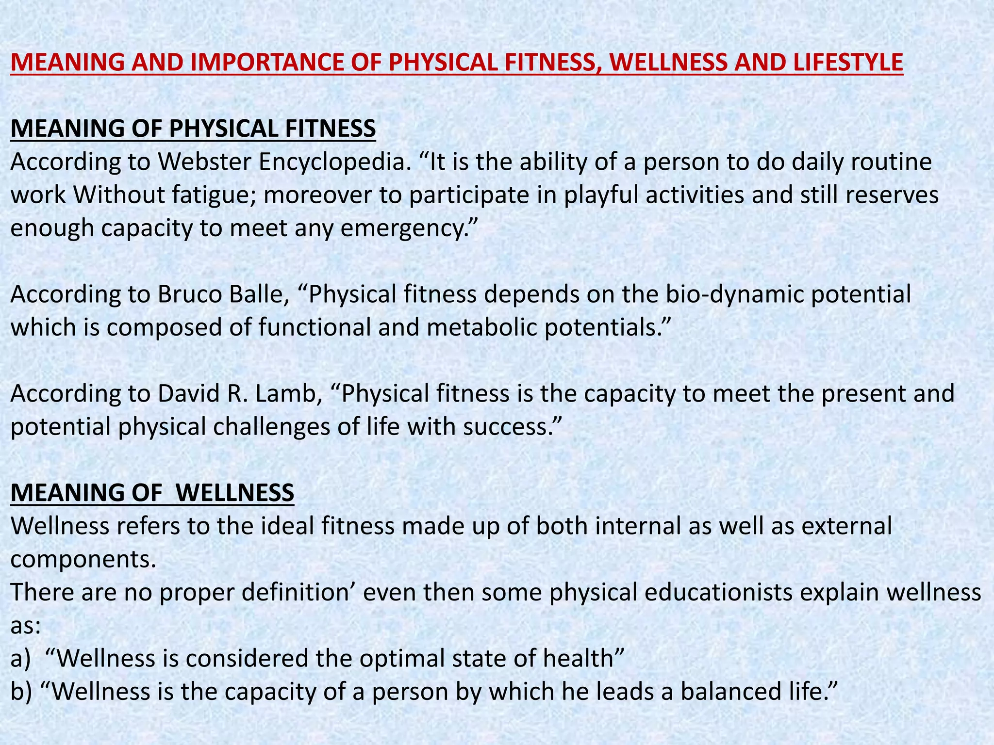 Physical fitness, wellness and lifestyle physical education Class XI ...