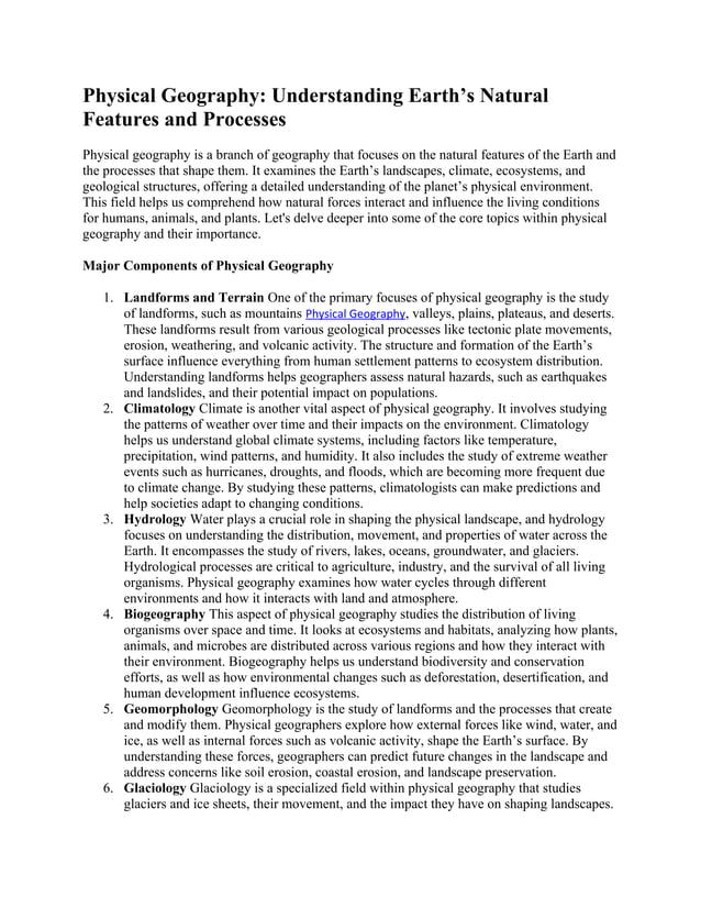 Physical Geography Physical Geography Physical Geography Physical ...