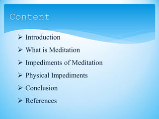 Physical impediments to meditation | PDF