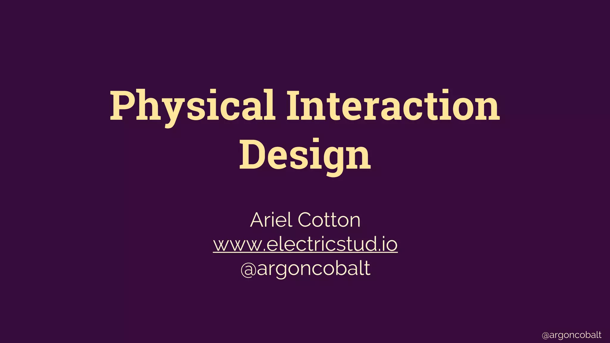 Physical interaction design | PDF