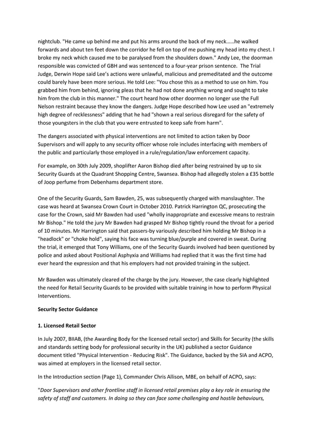 Physical Intervention Training | DOCX