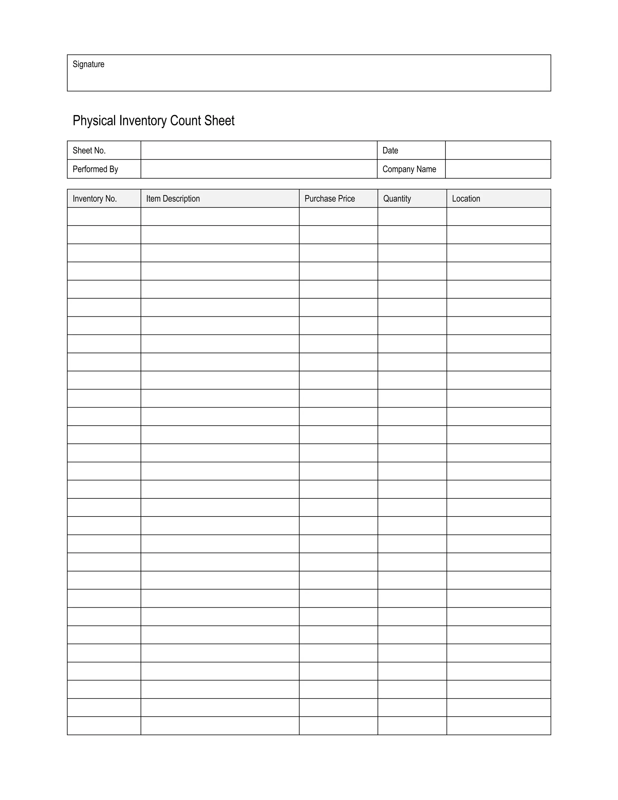 Physical inventory count sheet | DOCX