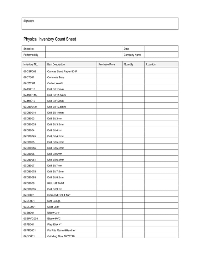 Physical inventory count sheet | DOCX | Home Appliances | Home & Garden