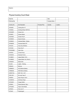 Physical inventory count sheet | DOCX