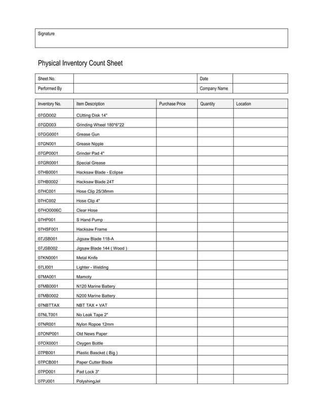 Physical inventory count sheet | DOCX | Home Appliances | Home & Garden