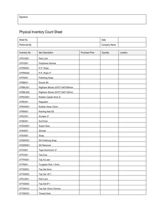 Physical inventory count sheet | DOCX