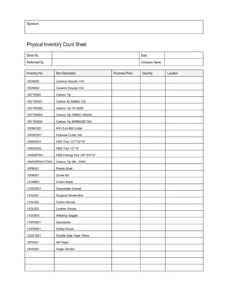 Physical inventory count sheet | DOCX