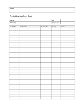 Physical inventory count sheet | DOCX