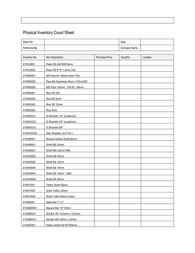 Physical inventory count sheet | DOCX | Home Appliances | Home & Garden