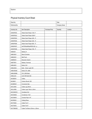 Physical inventory count sheet | DOCX