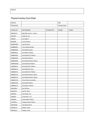 Physical inventory count sheet | DOCX