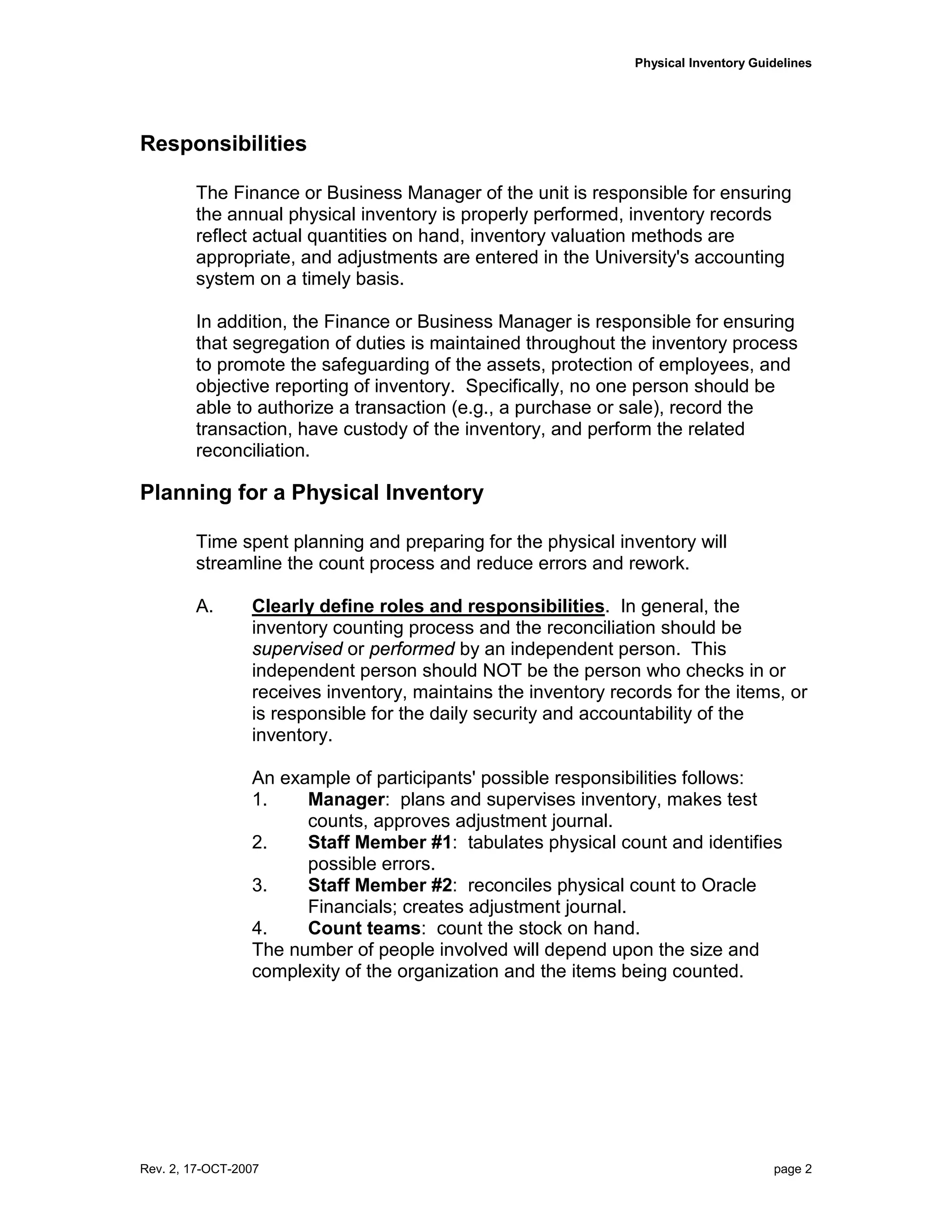 Physical inventory guidelines | PDF
