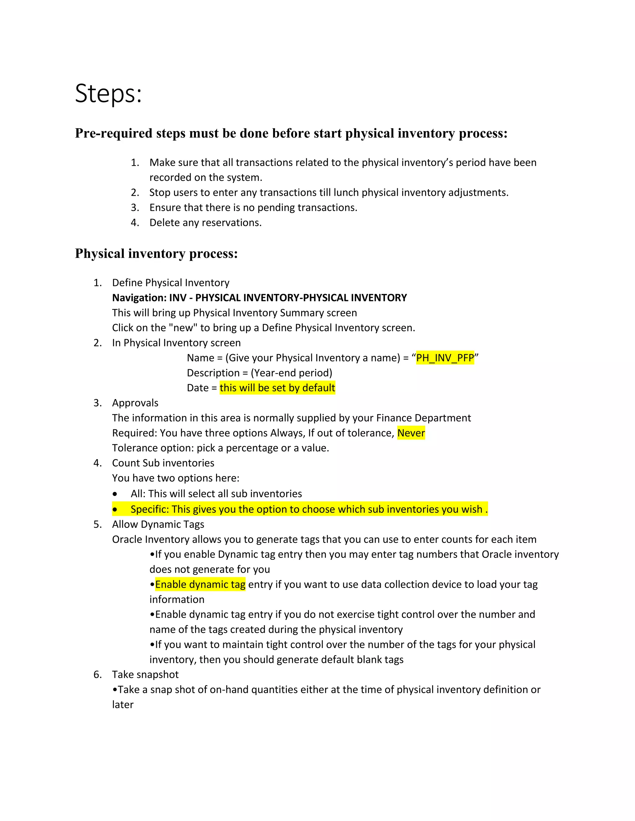 Physical inventory training manual | PDF