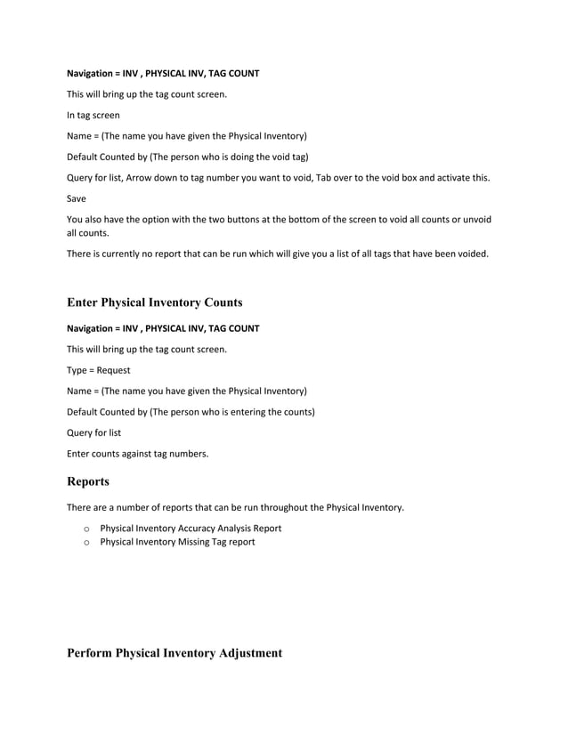 Physical inventory training manual | PDF | Technology & Computing
