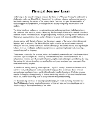 Physical Journey Essay | PDF