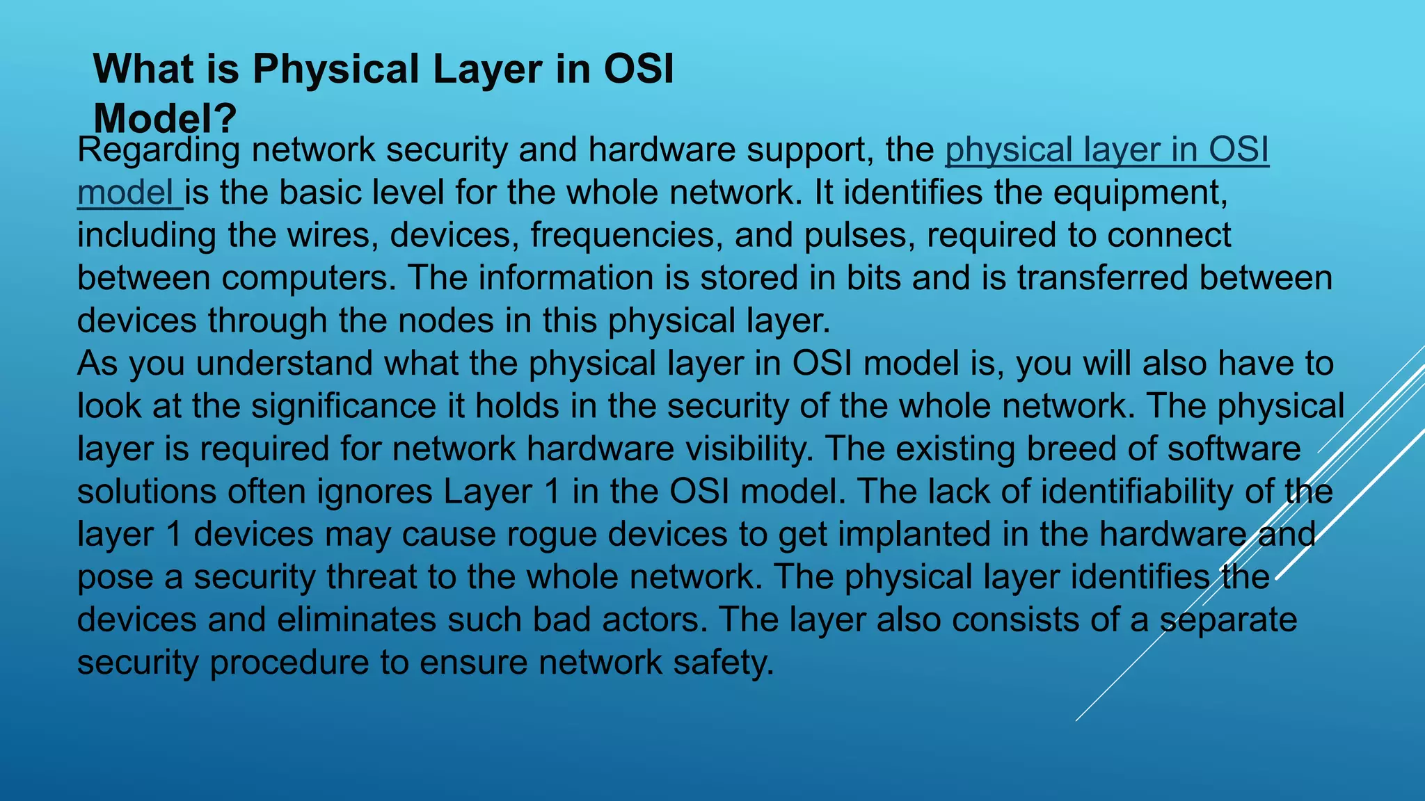 The Physical Layer in OSI Model Explained | PPTX