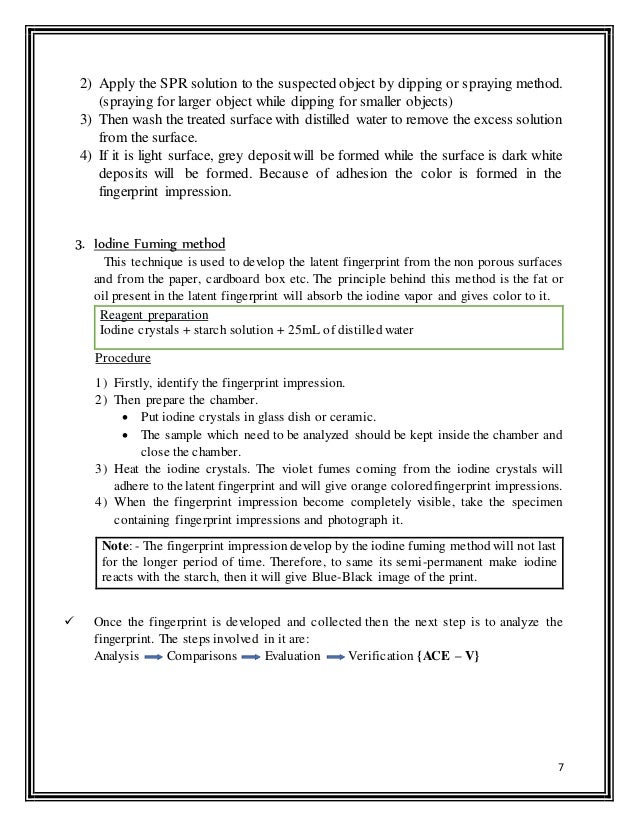 Physical methods for the development of latent fingerprint