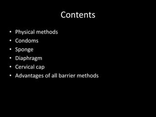 Physical methods of contraception | PPTX