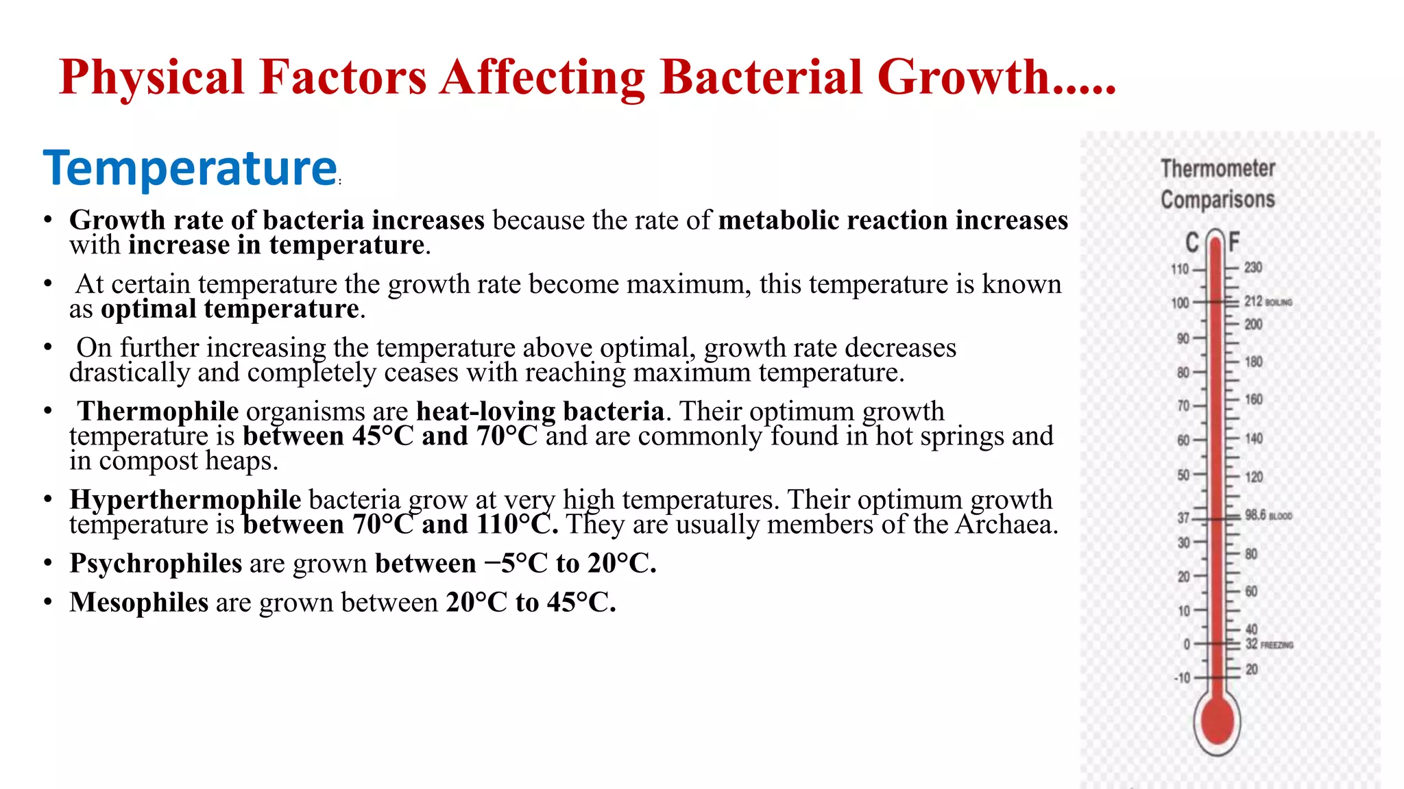 Physical parameters for bacterial growth | PPTX