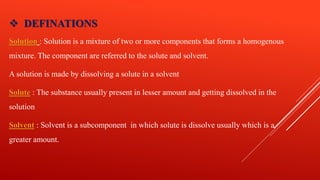 Physical pharmacy i third semester (unit-i) solubility of drug | PPTX