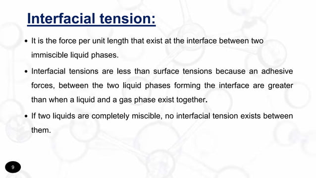 Surface and Interfacial tension | PPTX | Chemistry | Science
