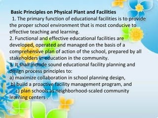 Physical plant and facilities in educational management | PPT