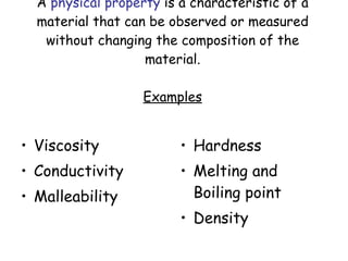 Physical properties | PPT | Chemistry | Science