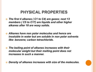 Physical properties of alkanes | PPTX