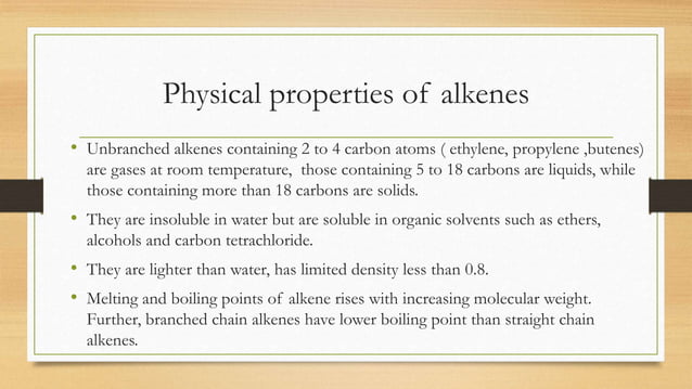 Physical properties of alkenes