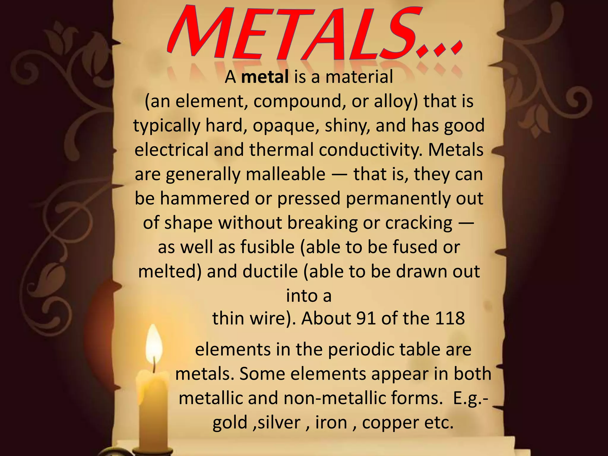 Physical properties of metals and non metals | PPTX