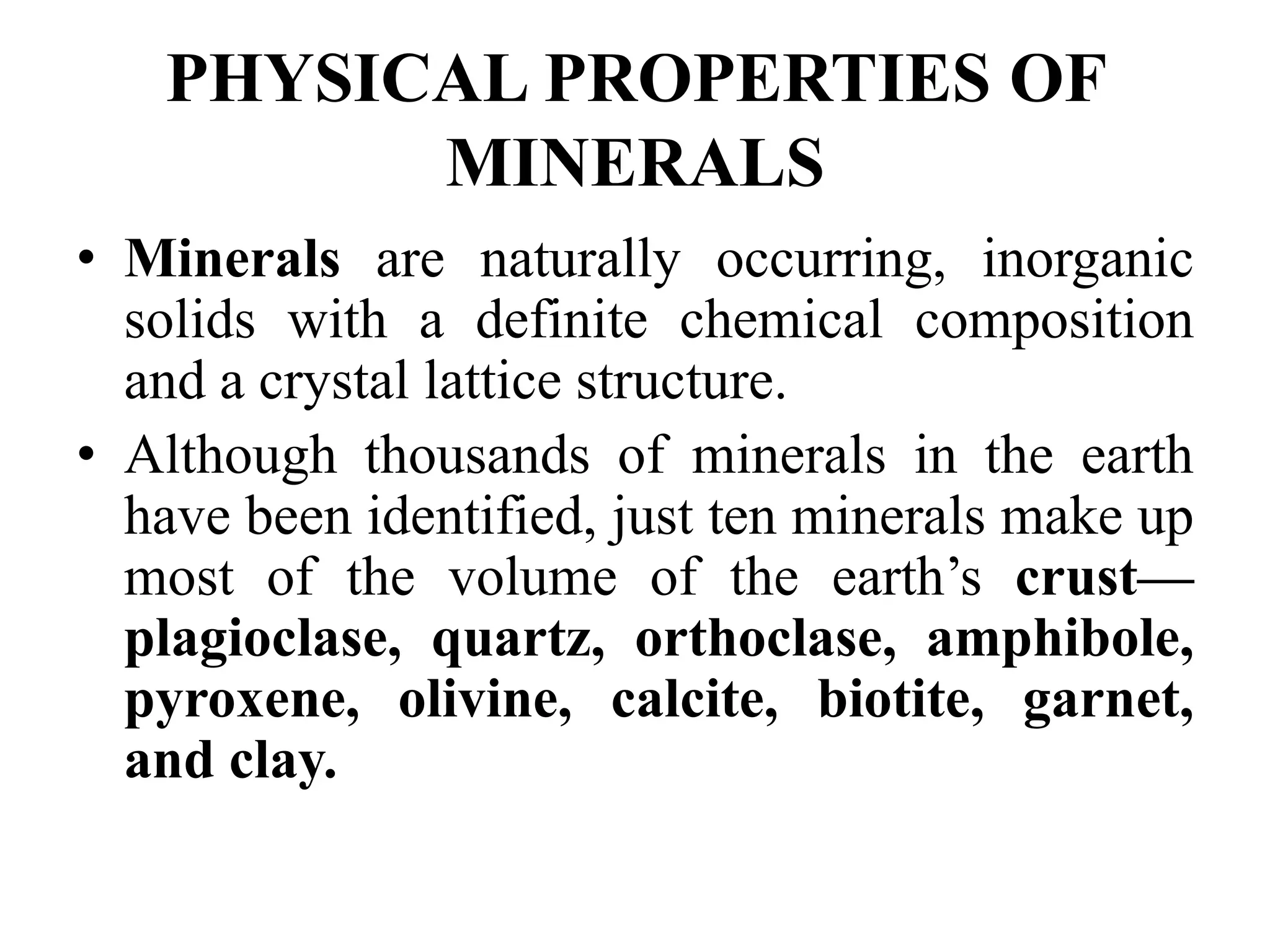 Physical properties of minerals | PPTX