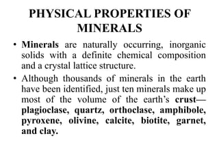 Physical properties of minerals | PPTX