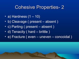 Physical properties of minerals 2008 | PPT