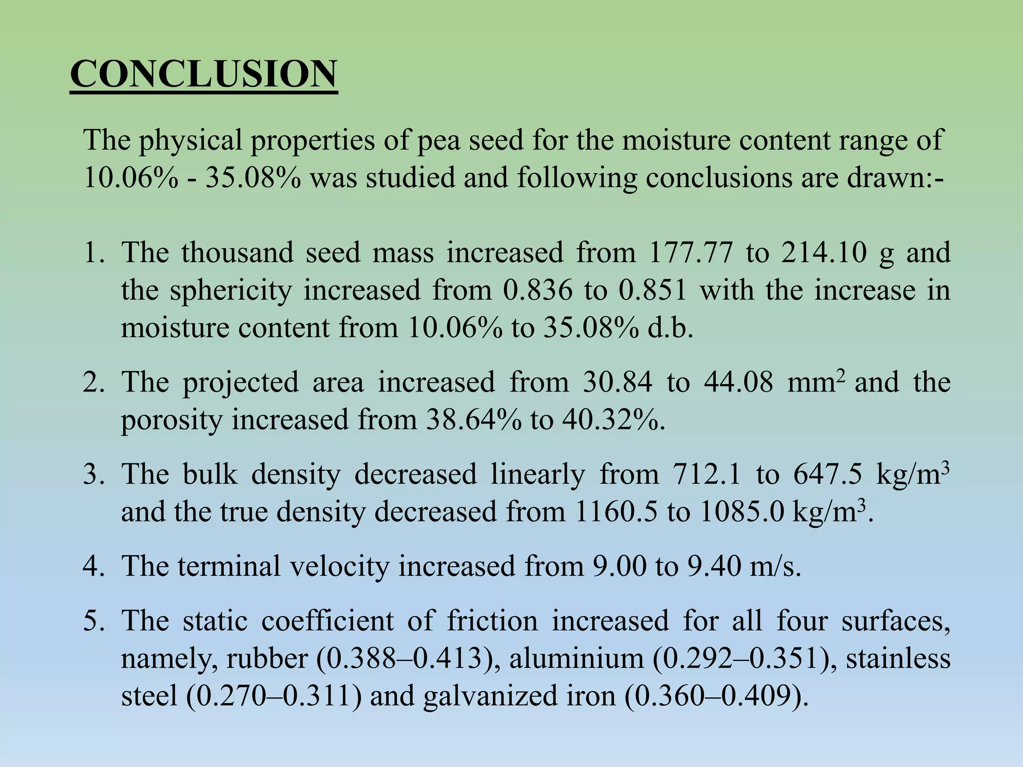 Physical properties of pea seed | PPT | Free Download