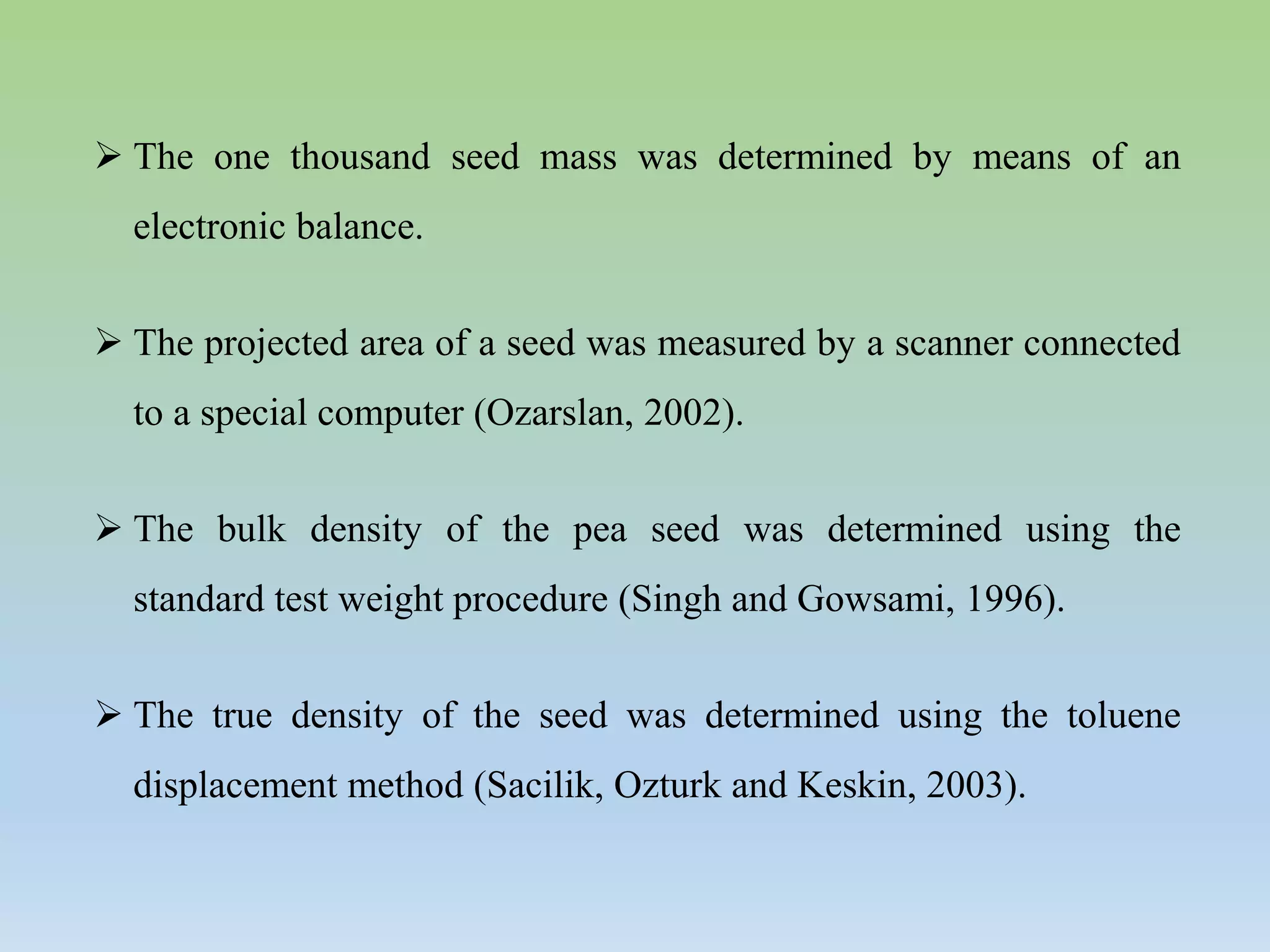 Physical properties of pea seed | PPT | Free Download